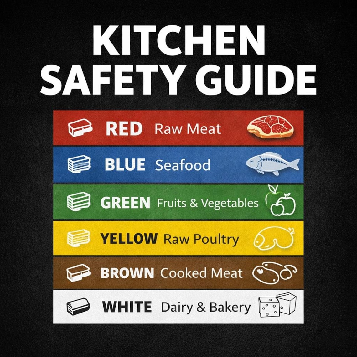 HACCP Chopping Board Color Code Chart, Kitchen Safety Poster (digital ...