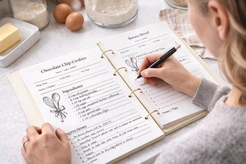 Printable Recipe Page Template | Minimalist Cookbook Binder Page ...