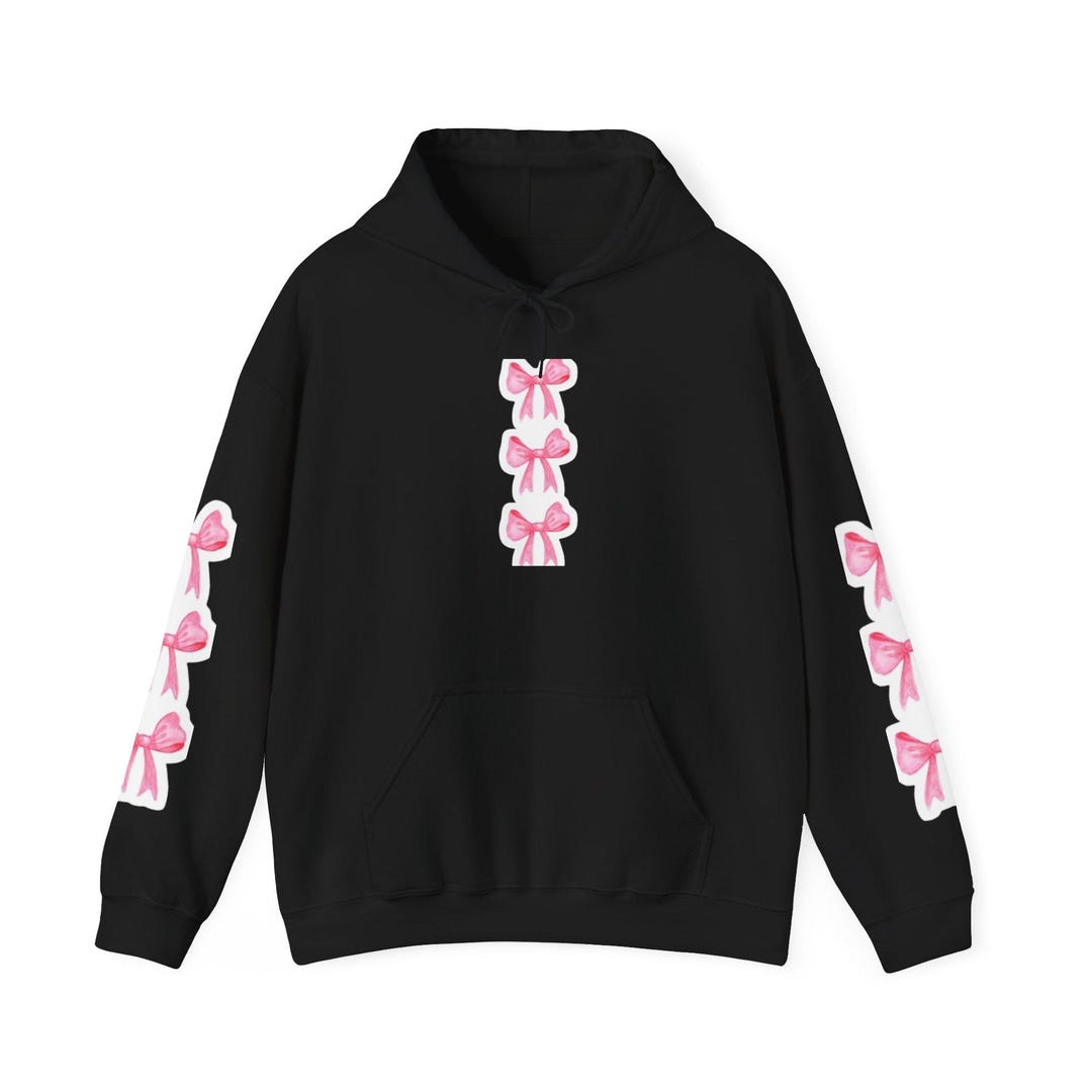 Pink Ribbon Bows Hoodie | Cute Bow Sleeve and Back Print - Etsy