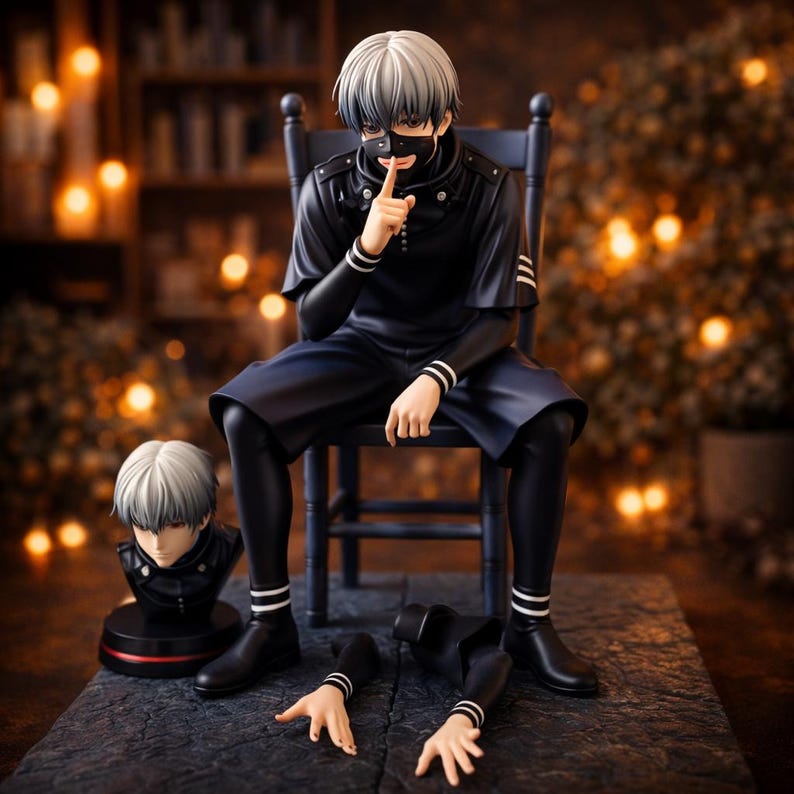 Kaneki Tokyo Ghoul Figure With Chair & Masked Head Bust – Anime ...