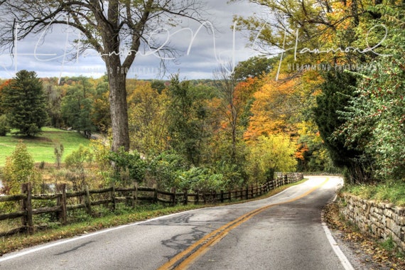 Fall Digital Background With Country Road Fall Path Background | Etsy