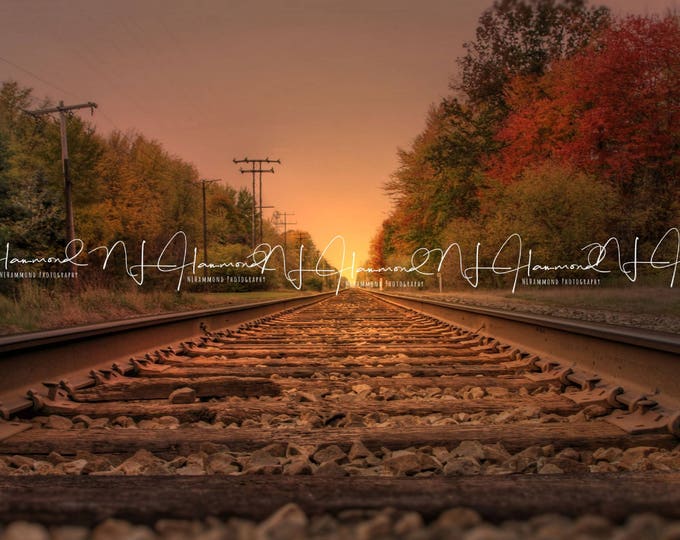Railroad Digital Backdrop Background Fall Railroad Backdrop | Etsy