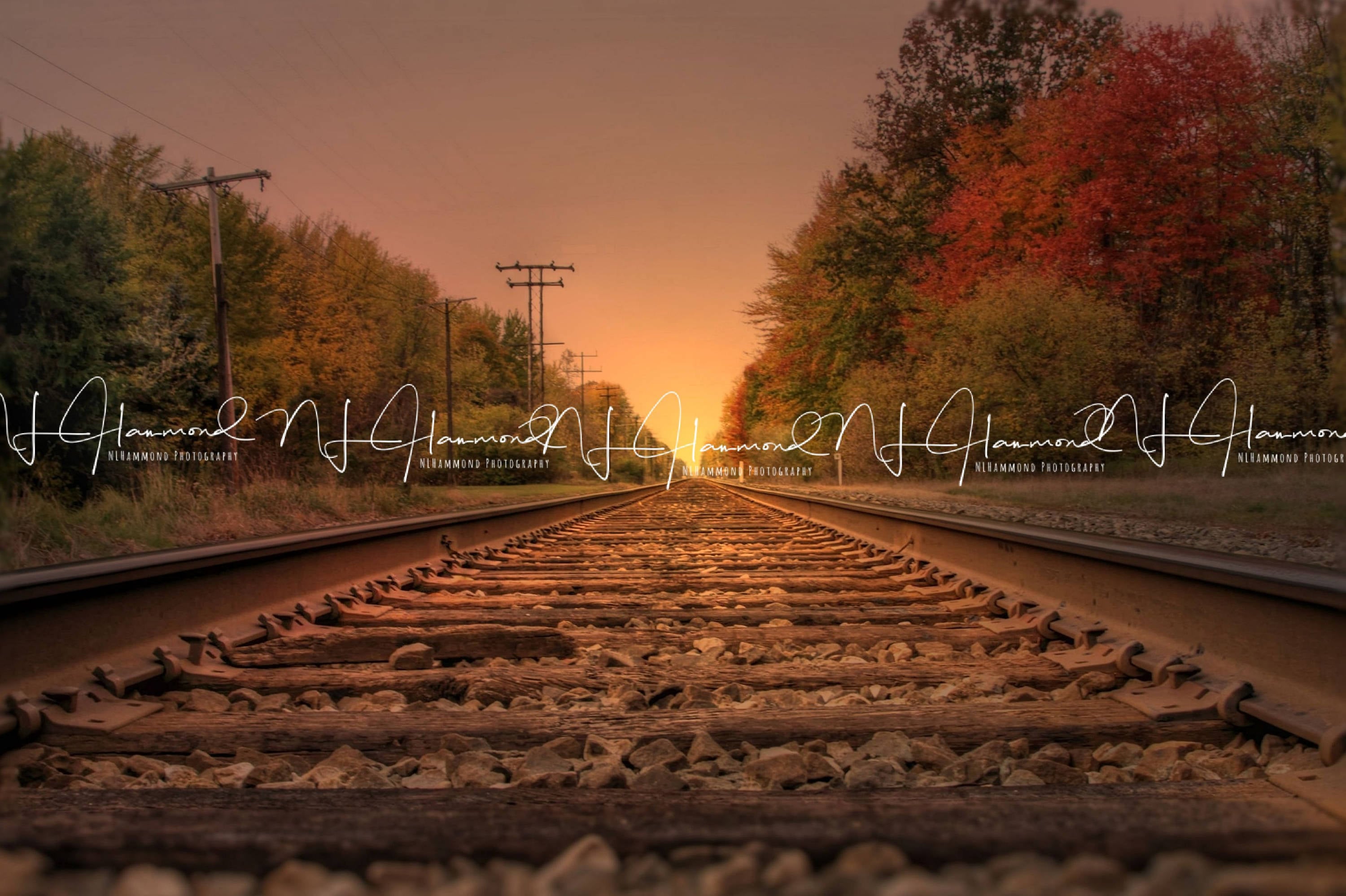 Railroad Digital Backdrop Background Fall Railroad Backdrop Sunrise ...