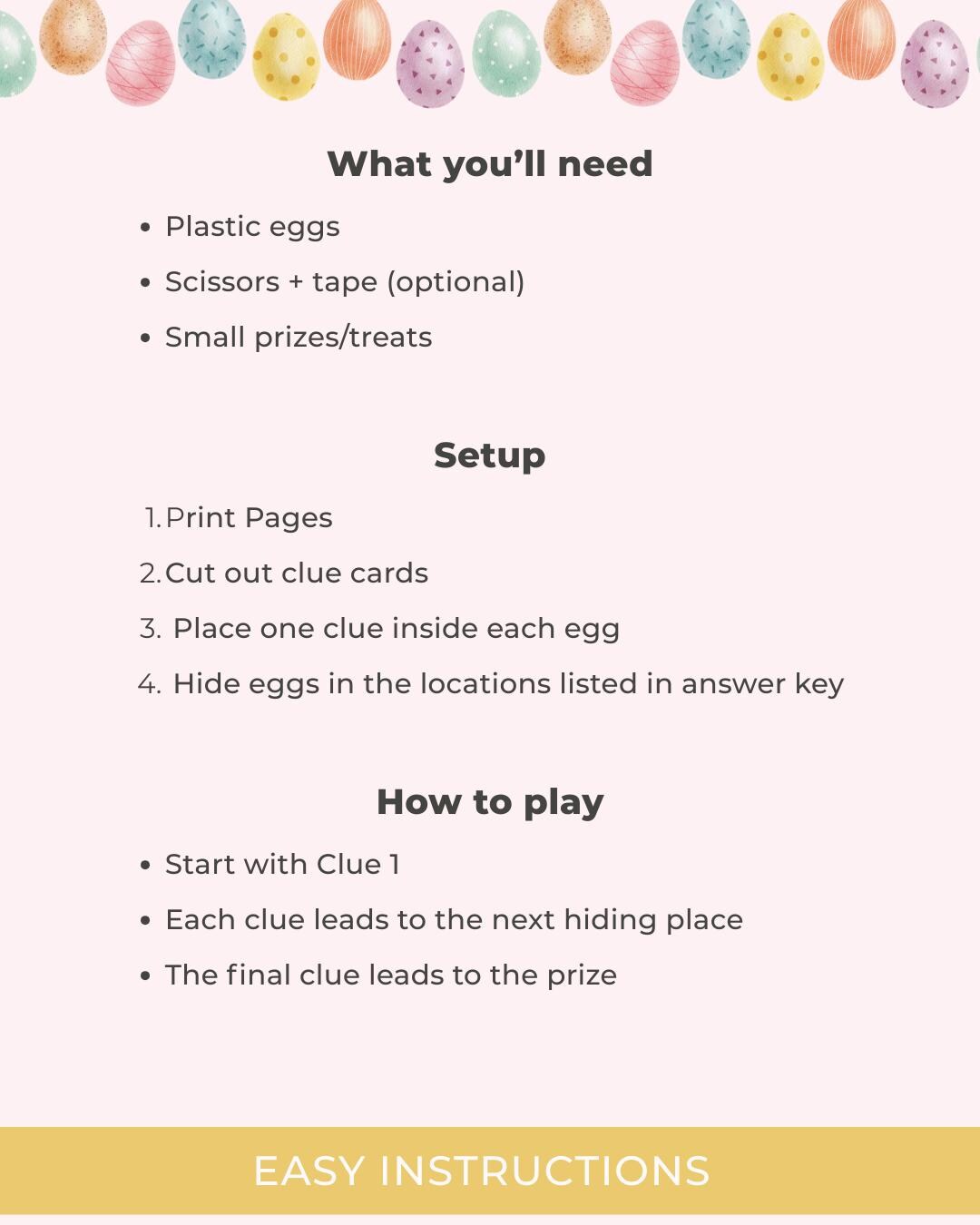 Easter Egg Hunt Rhyming Clues, Indoor Scavenger Hunt (PDF Download ...