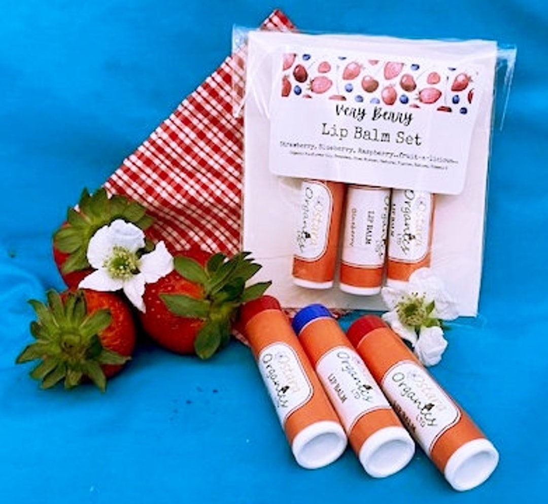 Very Berry Lip Balm Set, Berry Lip Balm, Chapstick Gift Set, Berry Lip ...