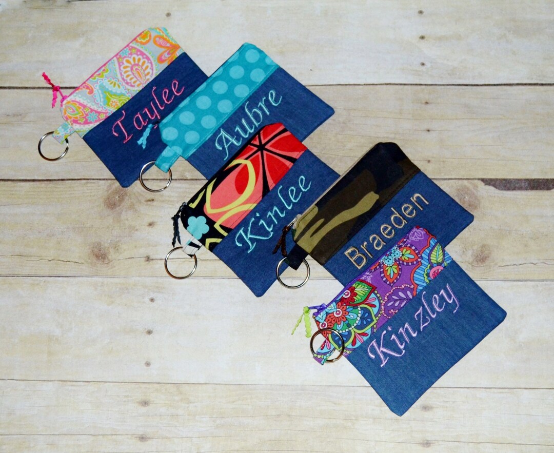 Personalized Denim Zipper Pouch, Pouch With Name, Kids Gift Idea ...