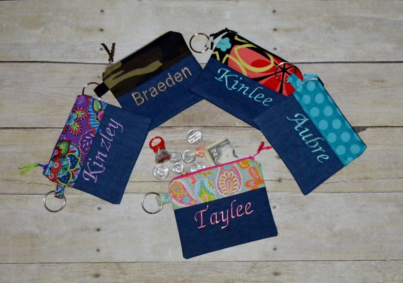 Personalized Denim Zipper Pouch Pouch With Name Kids Gift - Etsy