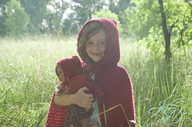 Crochet Patterns Little Red Riding Hood Matching Girl AND - Etsy