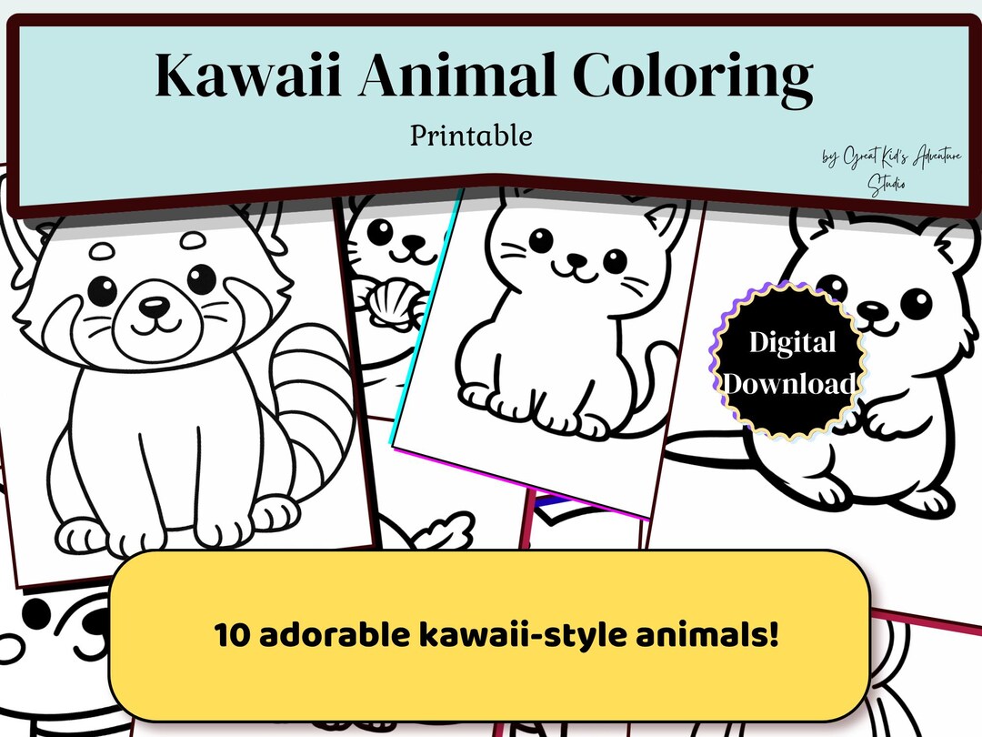 Kawaii Animal Coloring Pages for Kids | Printable PDF | Instant ...