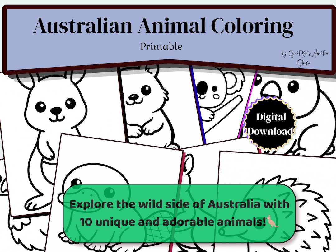 Australian Animal Coloring Pages for Kids | Printable PDF | Instant ...