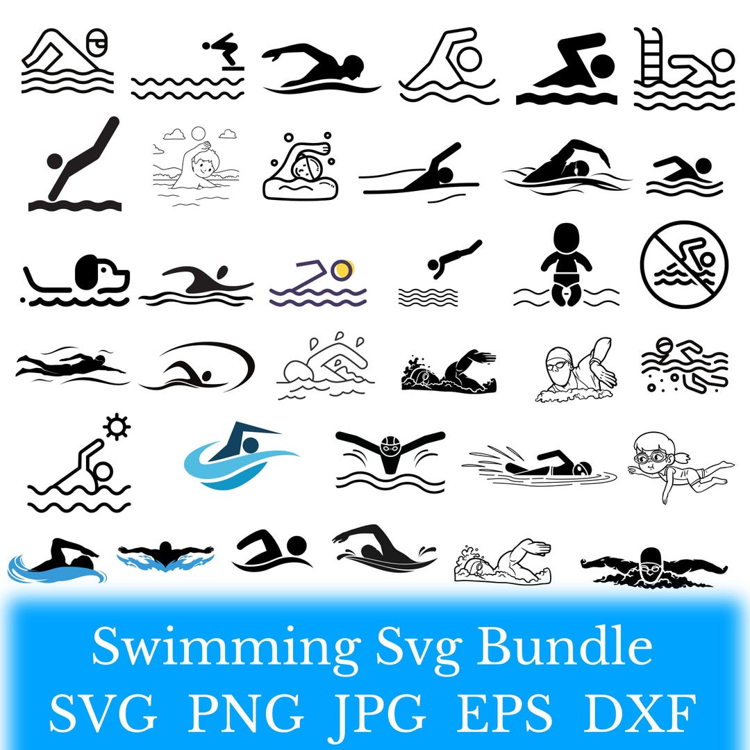 Swimming SVG Bundle, Water Sports Clipart, Swimmer PNG Files (digital ...