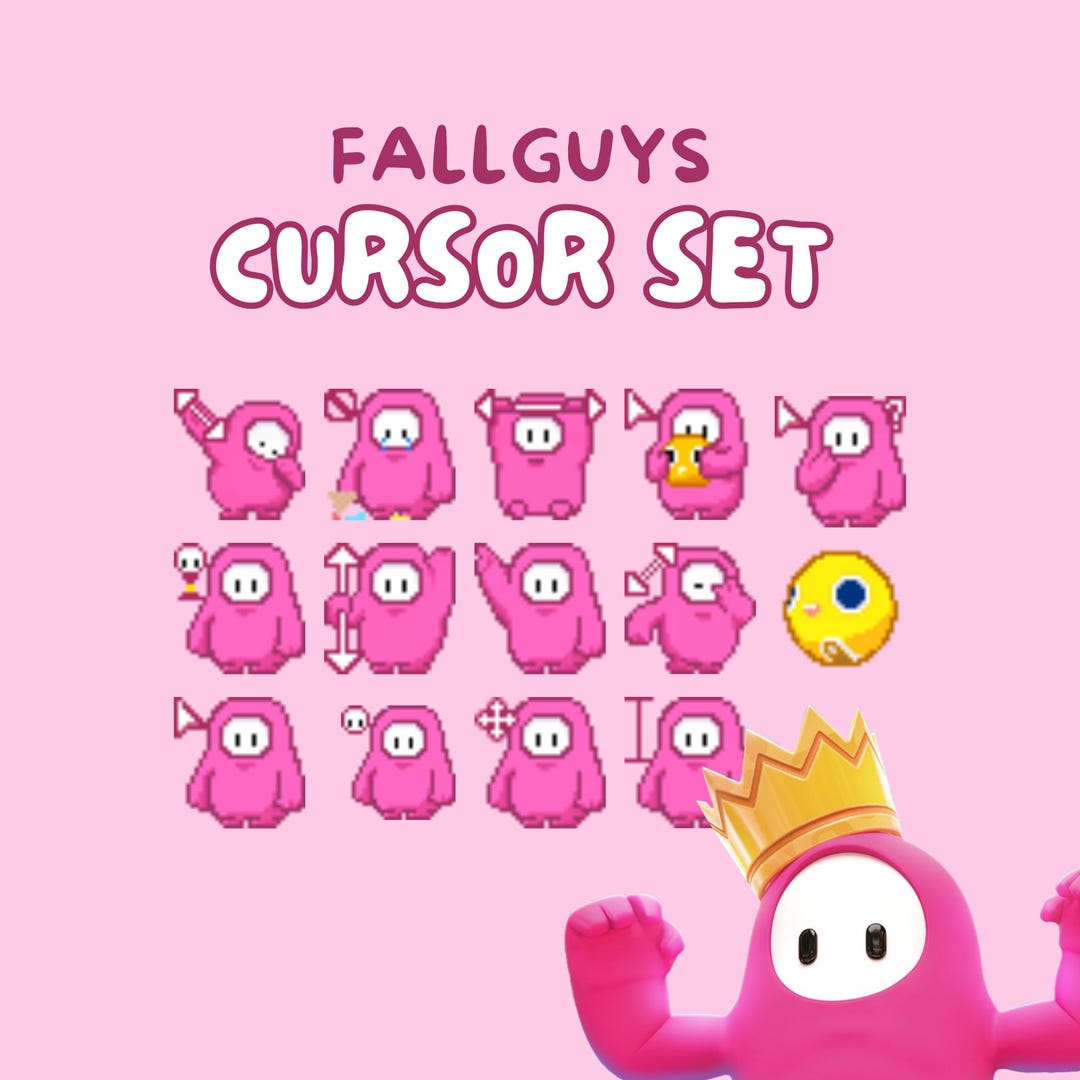 Animated Fall Guys Pink Cursor: Kawaii Bean Gaming Mouse Windows ...