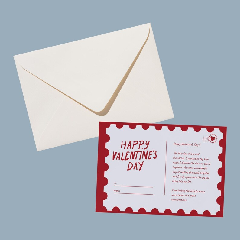 Valentine's Day Poem Postcard, Romantic Message Template, Last Minute ...