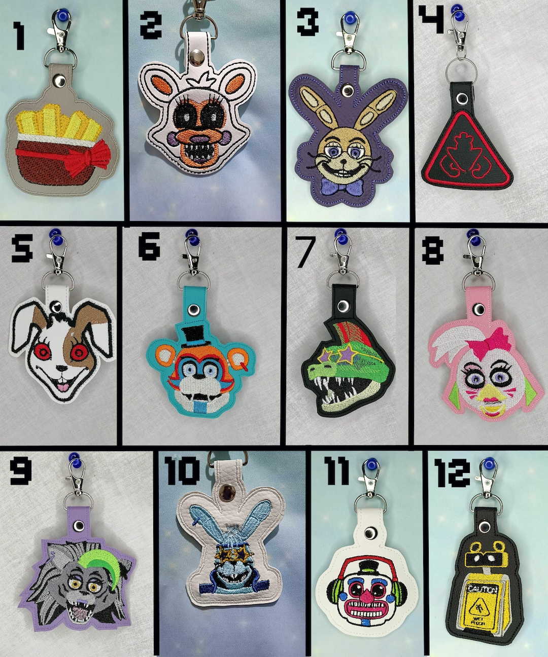 Five Nights at Freddy's Inspired Embroidered Keyrings Sister Location ...