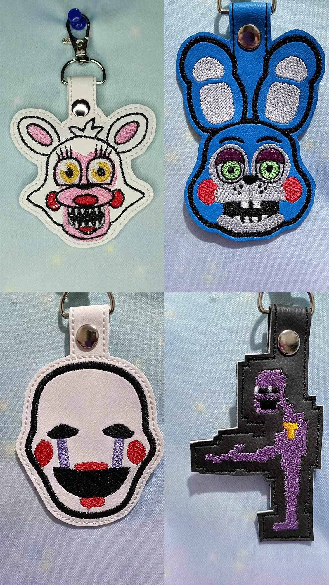 Five Nights at Freddy's Inspired Embroidered Keyrings Fnaf1-sister ...