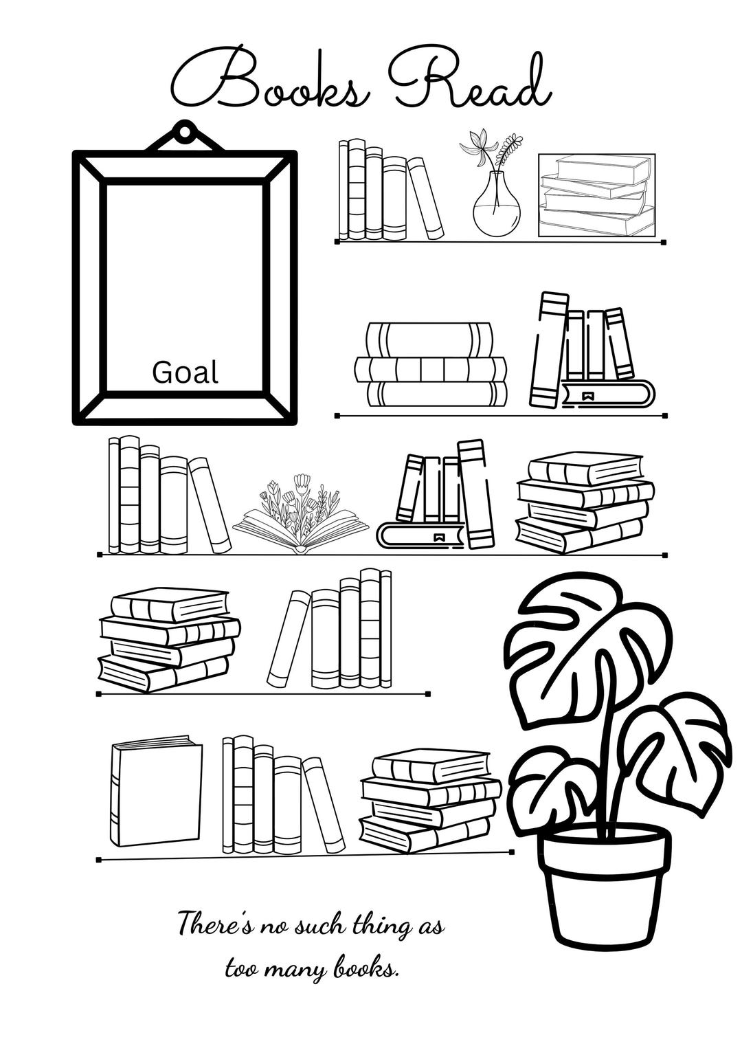 Bookshelf Reading Tracker | Printable Book Log, Coloring Page (PDF ...