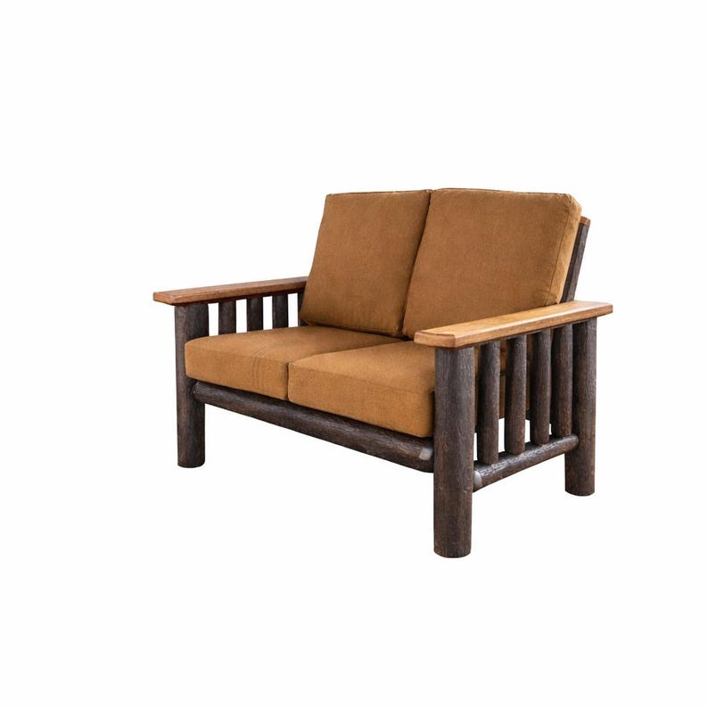 Amish Handcrafted Log Loveseat – Rustic Outdoor Porch Furniture Couch ...