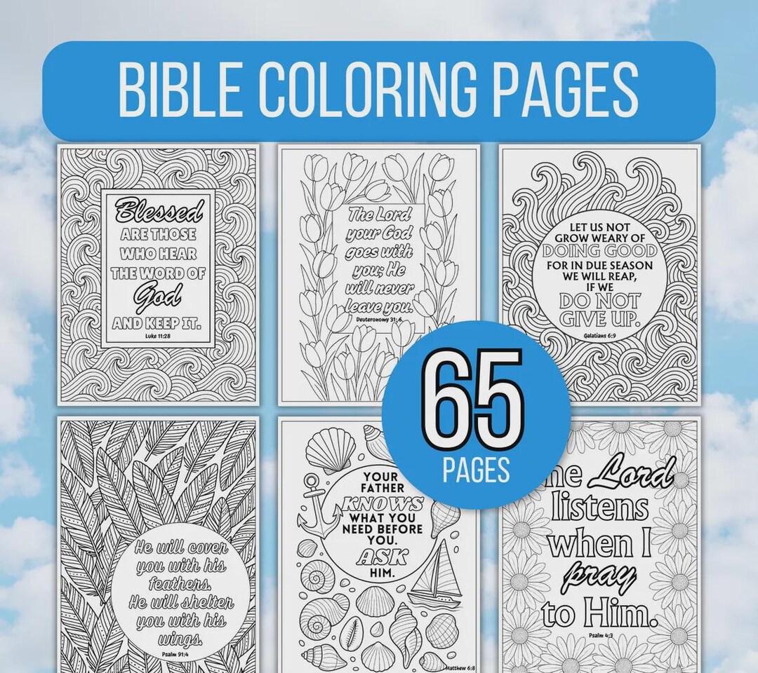 Christian Bible Verse Coloring Pages, 65 Scripture Sheets (digital ...