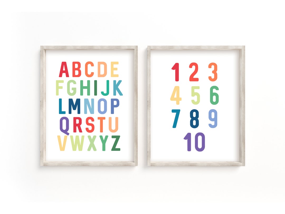 Alphabet Numbers Rainbow Prints, Rainbow Playroom Printables, Playroom ...
