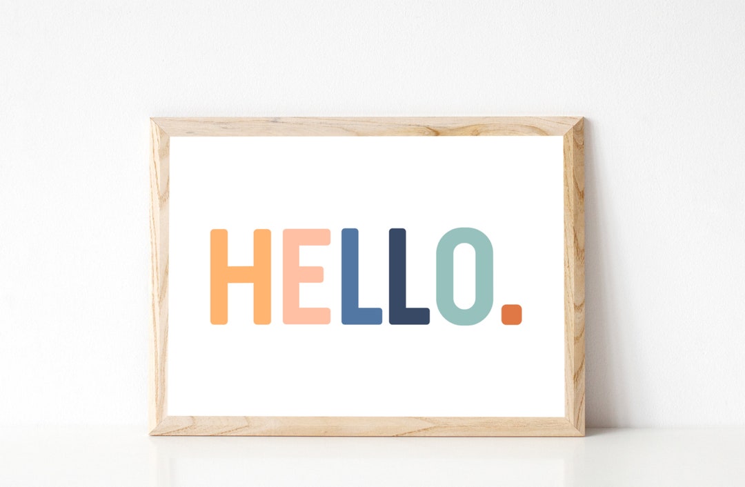 Hello Prints, Large Poster, Printable Wall Art, Horizontal, Greeting ...