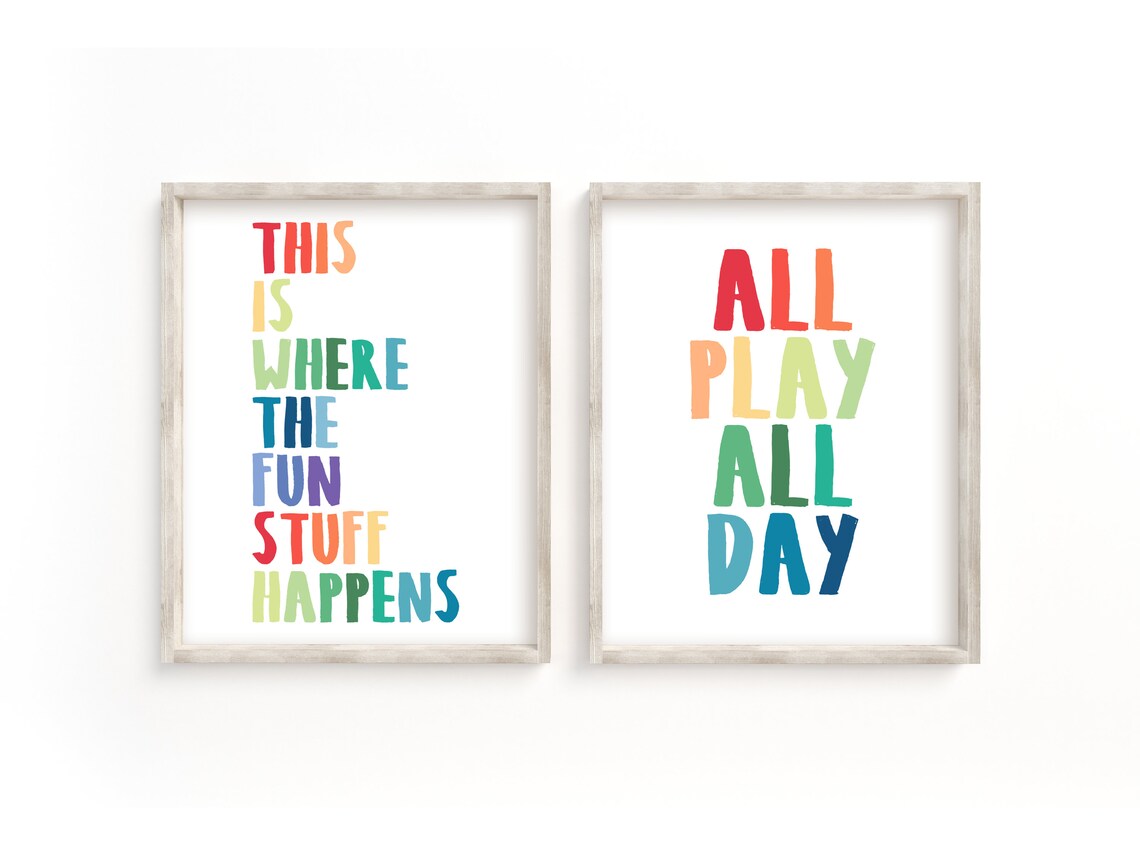Rainbow Poster Print Pack Playroom Printables Playroom Wall | Etsy