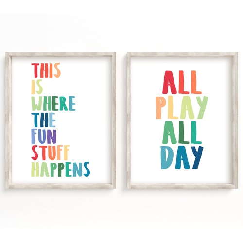 Play All Day Print Playroom Decor Printable Wall Art - Etsy
