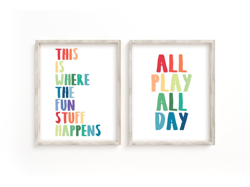 Rainbow Poster Print Pack, Playroom Printables, Playroom Wall Art, Kids ...