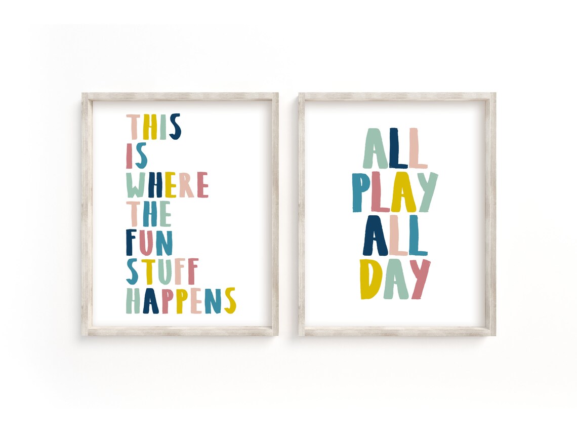 Play All Day Printable Art, Kids Quote Prints, Nursery Decor, Playroom ...