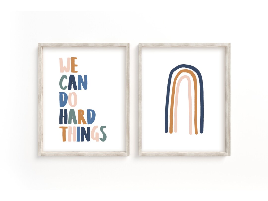 We Can Do Hard Things, Rainbow Print, Printable Wall Art, Inspirational ...