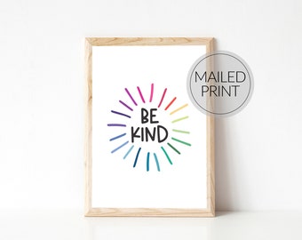 Be Kind Rainbow Print Nursery Print Playroom Decor | Etsy