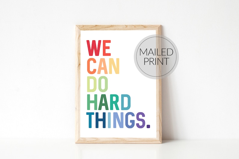 We Can Do Hard Things Rainbow Poster Print Rainbow Print - Etsy