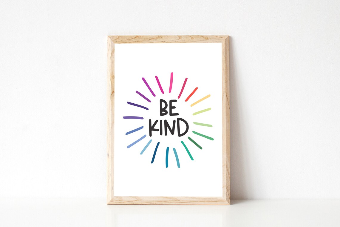 Be Kind Rainbow Print Nursery Print Playroom Decor | Etsy