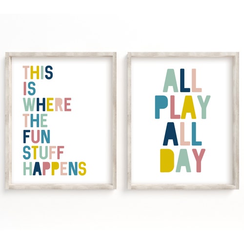 Play All Day Print Playroom Decor Printable Wall Art - Etsy