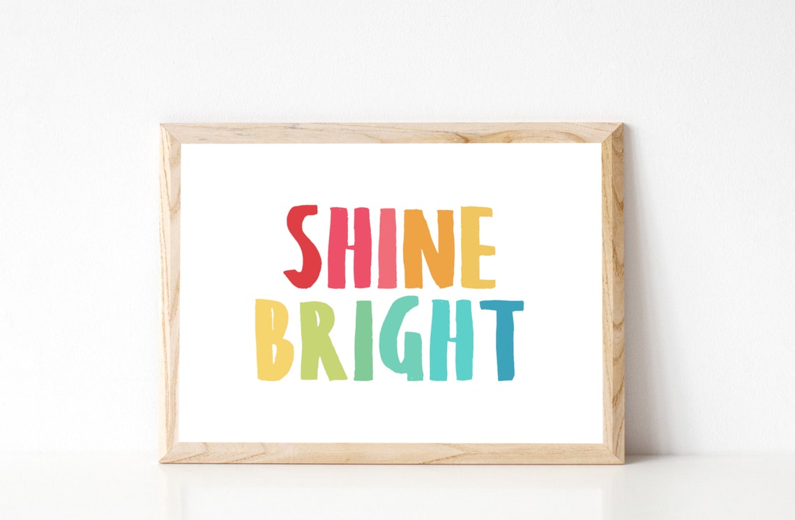 Shine Bright Printable Sunshine Print Rainbow Wall Art Sun - Etsy