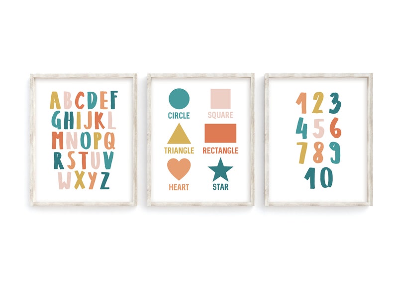 Shapes Print, ABC Print, 123 Print, Home School Prints, Playroom Prints ...