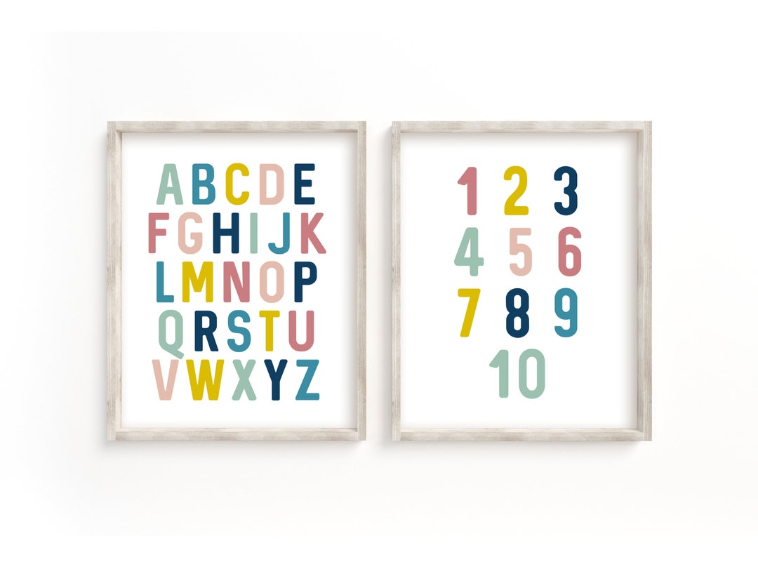 Alphabet Numbers Poster Print Pack, Playroom Printables, Playroom Wall ...
