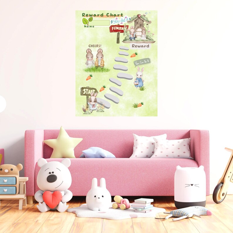 Bunny Reward Chart Printable, Kids Behavior Chart, Toddler Routine ...