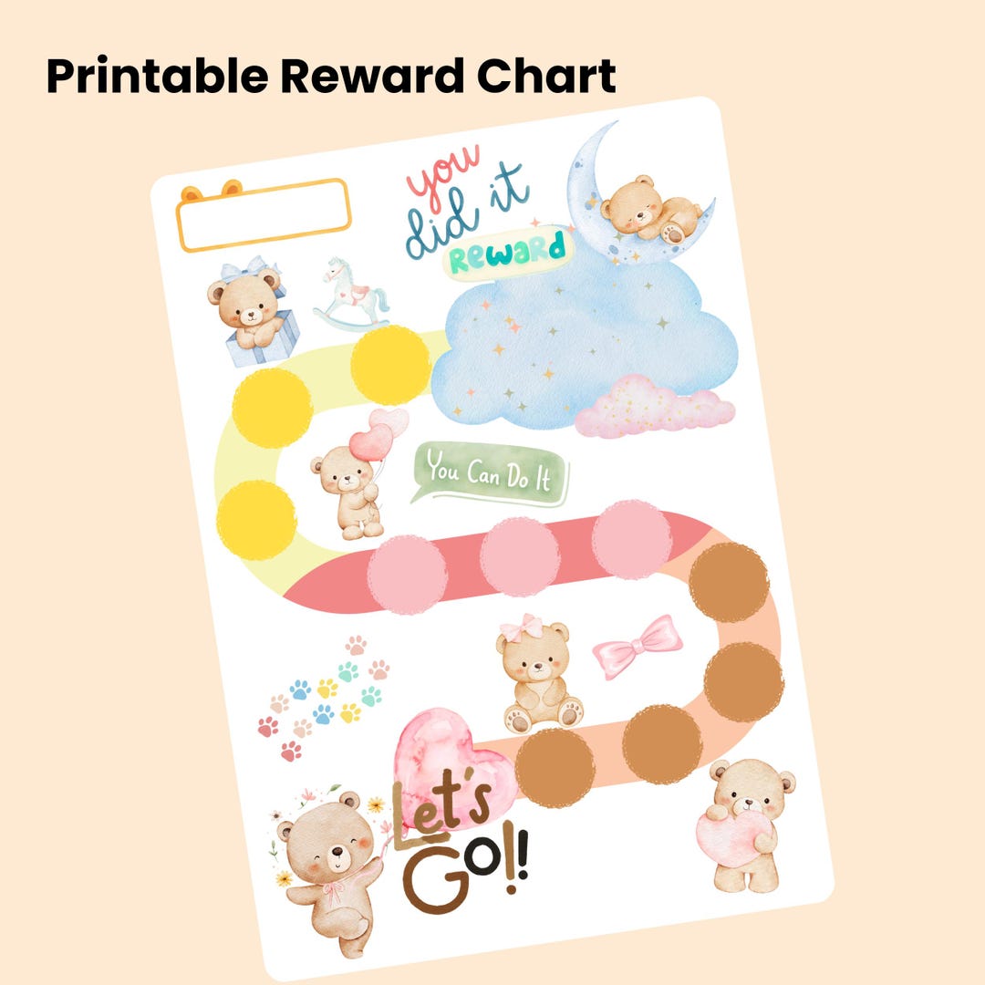 Reward Chart for Kids Printable, Teddy Bear Behavior Chart, Toddler ...