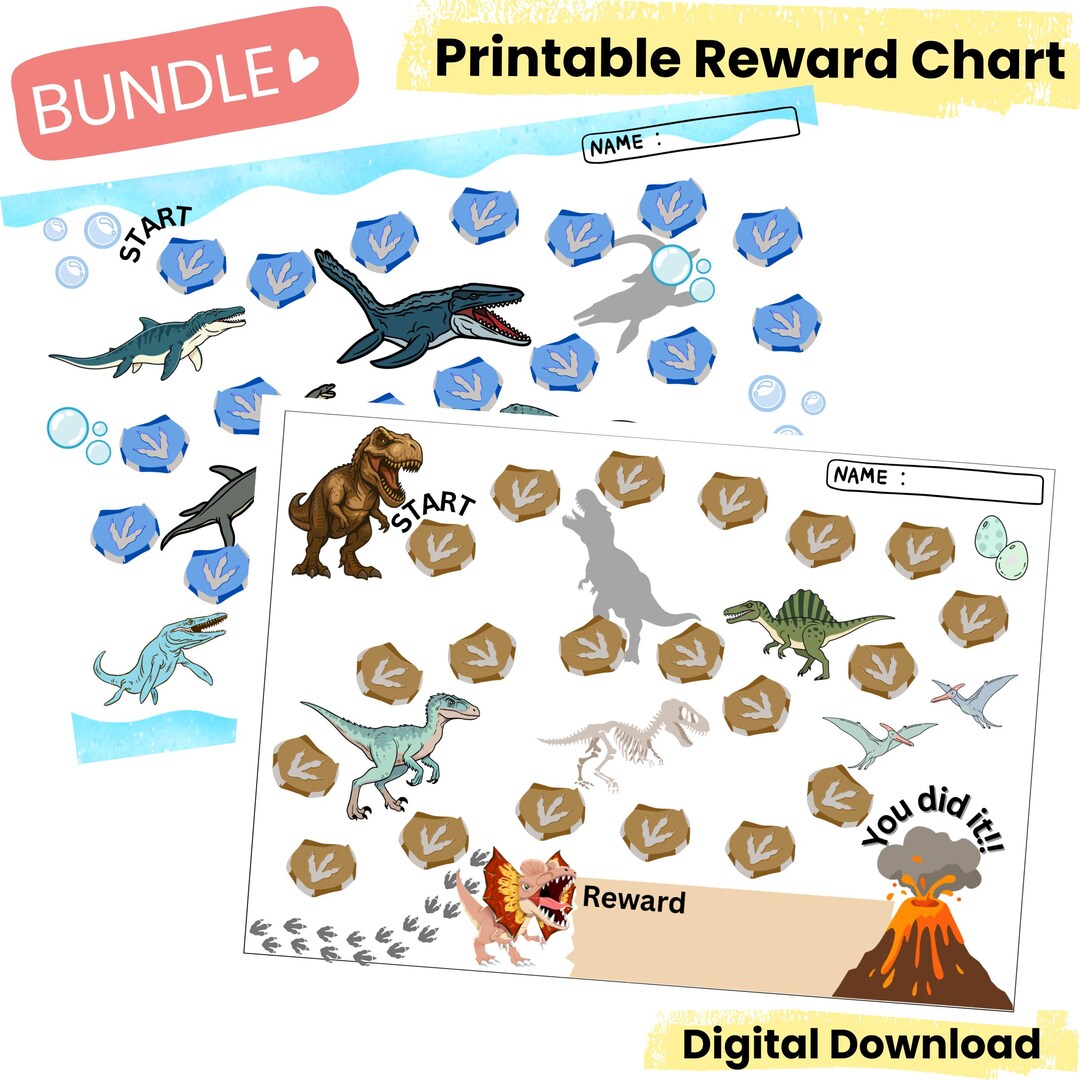 Dinosaur Reward Chart Bundle for Kids | Printable Behavior Chart ...