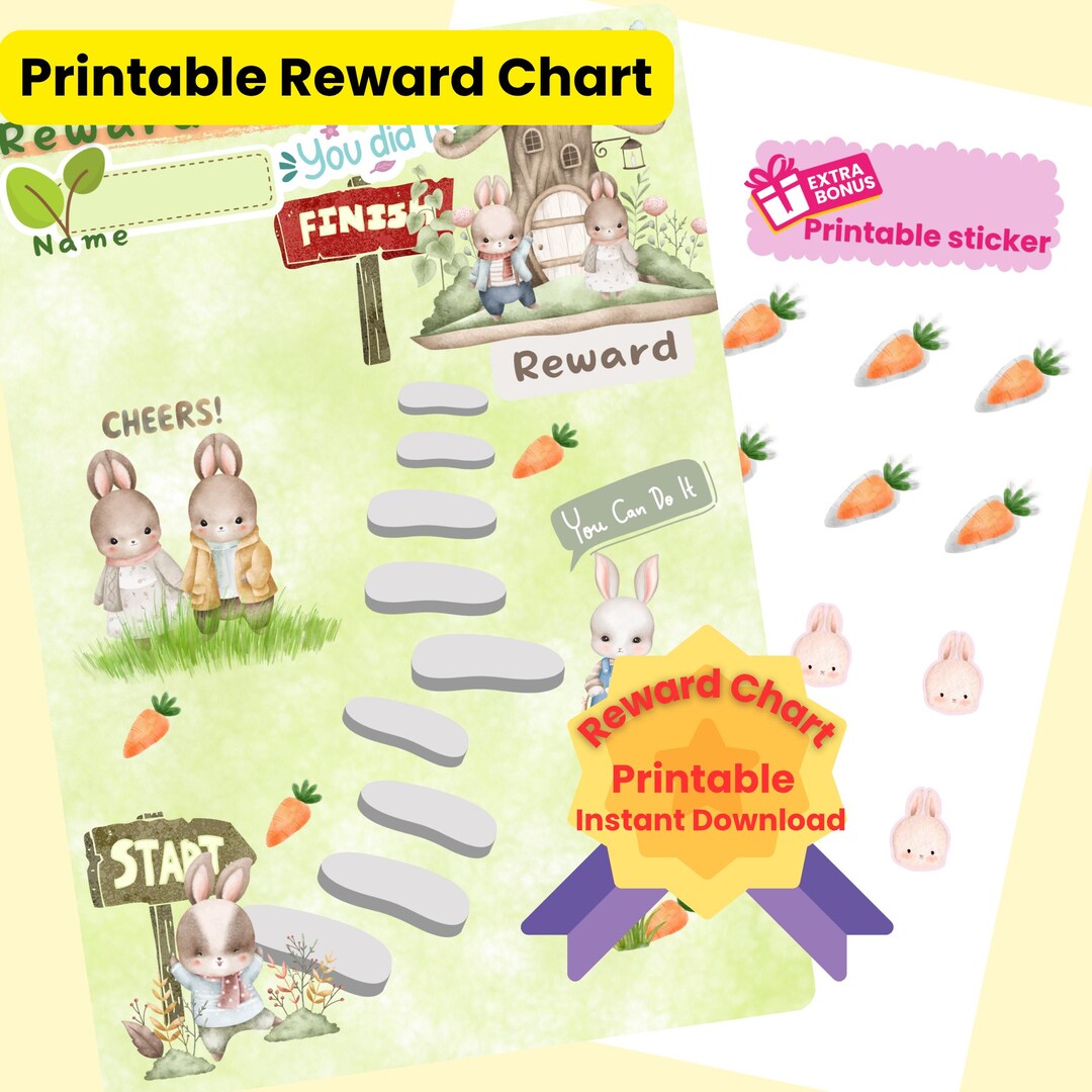 Bunny Reward Chart Printable, Kids Behavior Chart, Toddler Routine ...