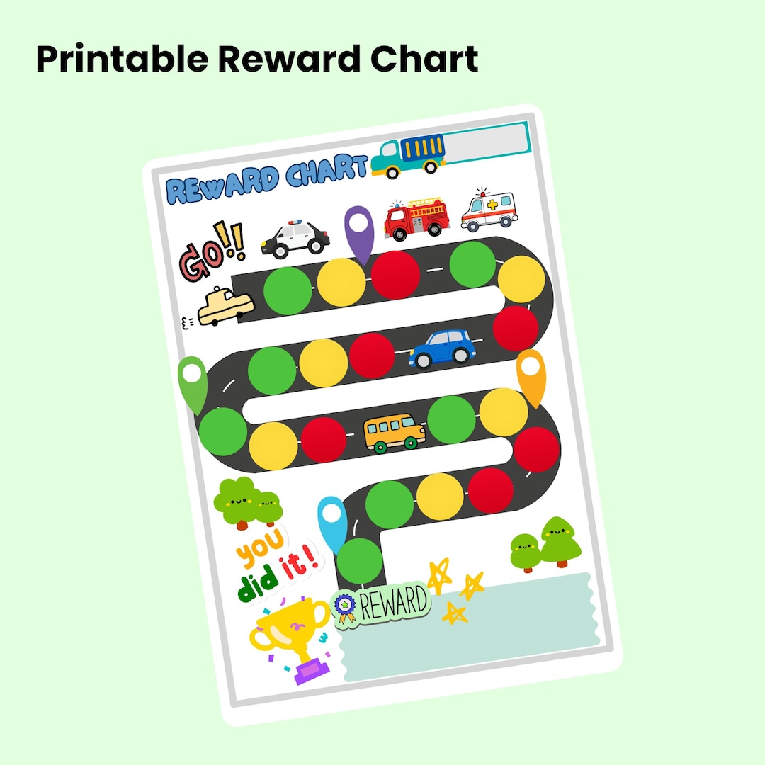 Car Reward Chart for Kids Printable-vehicle Behavior Chart-toddler ...