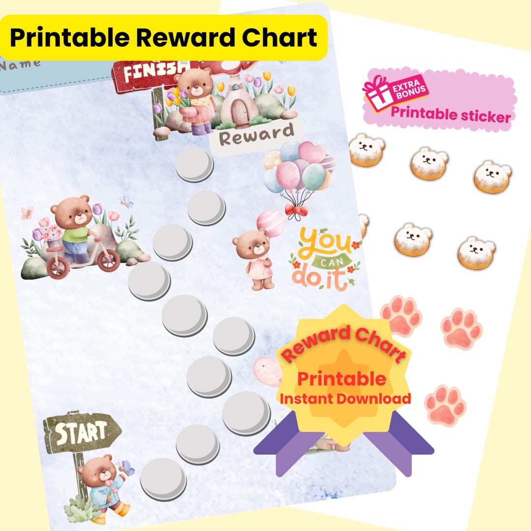 Bear Reward Chart Printable | Kids Routine Chart | Toddler Behavior ...