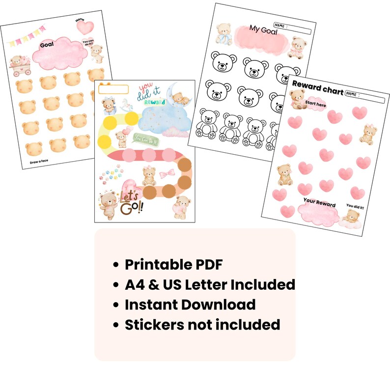 Reward Chart for Kids Printable Bundle, Toddler Behavior Chart, Chore ...