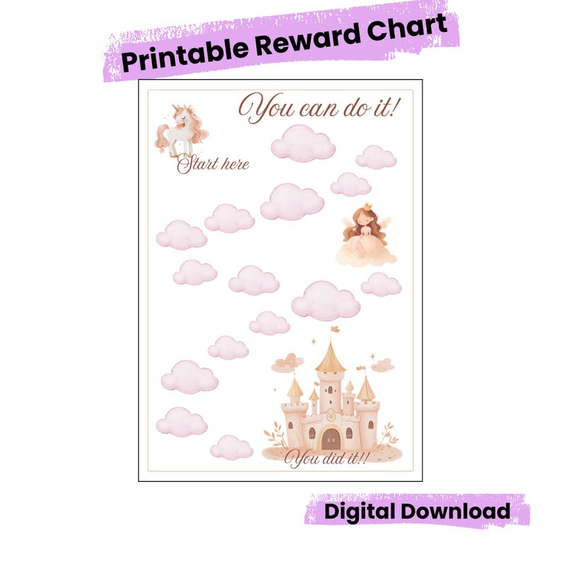 Princess Reward Chart Printable for Kids|unicorn Behavior Chart-fairy ...