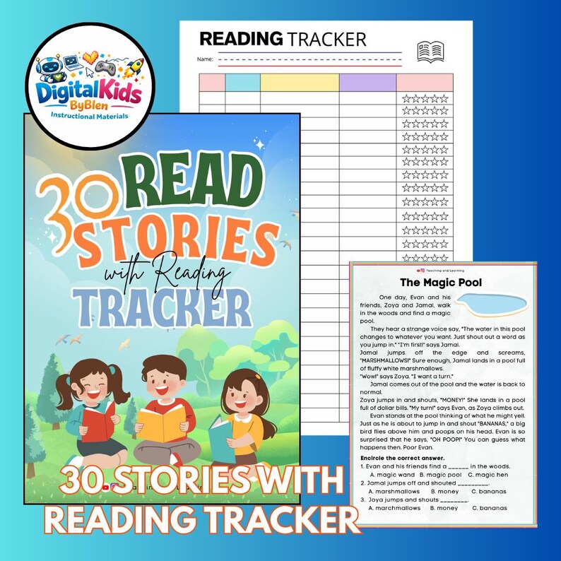 Reading Log / Book Tracker / 30 Stories for Comprehension Printable - Etsy