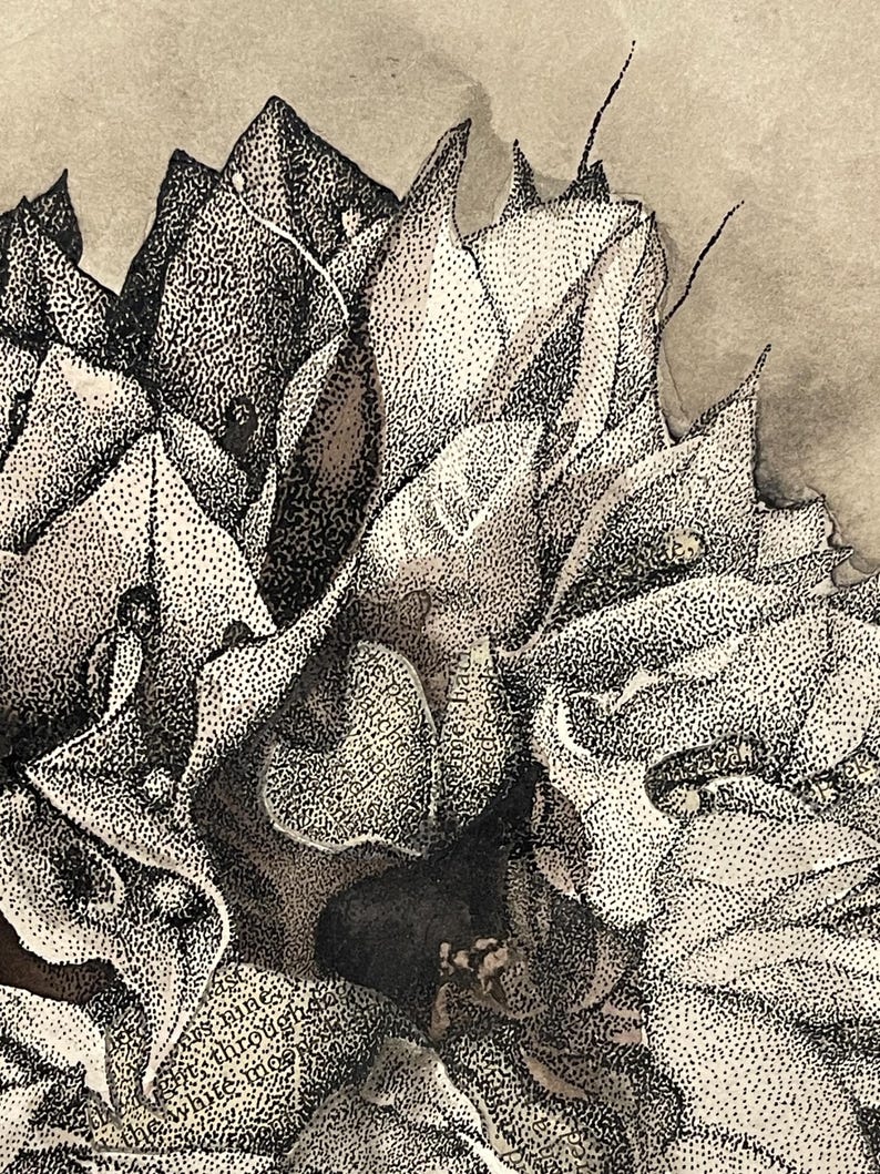 Bougainvillea - Original Ink and Collage Artwork - Etsy UK