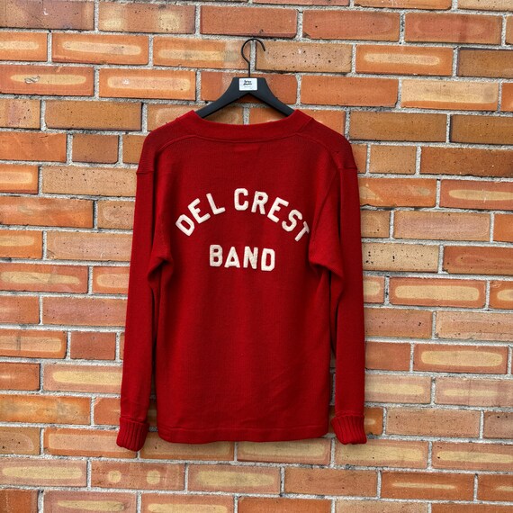 vintage 50s/60s red wool stadium delcrest band cardig… - Gem