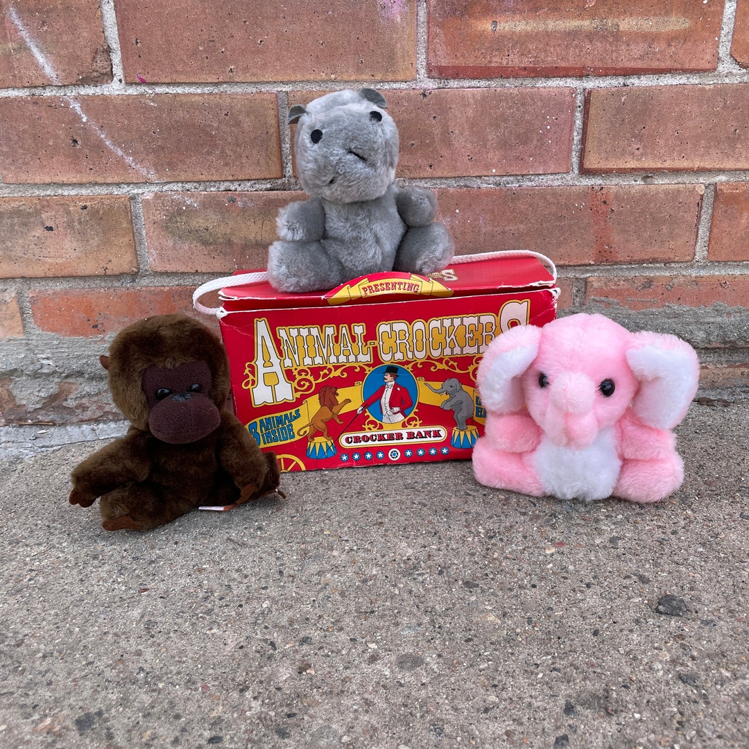 Vintage 70s Red Animal Crockers Plushies Trio / Monkey / Elephant ...