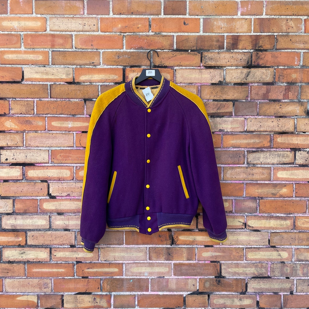 Vintage 50s/60s Purple and Gold Reversible Letterman Jacket / M Medium ...