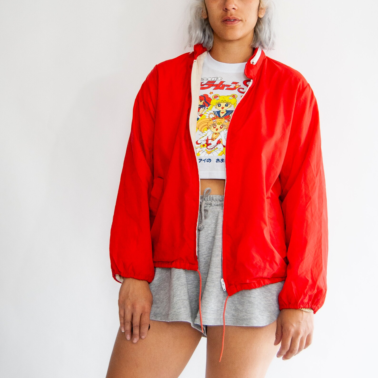 70s/80s Red Windbreaker L Large / Packable Hood / Red Track | Etsy